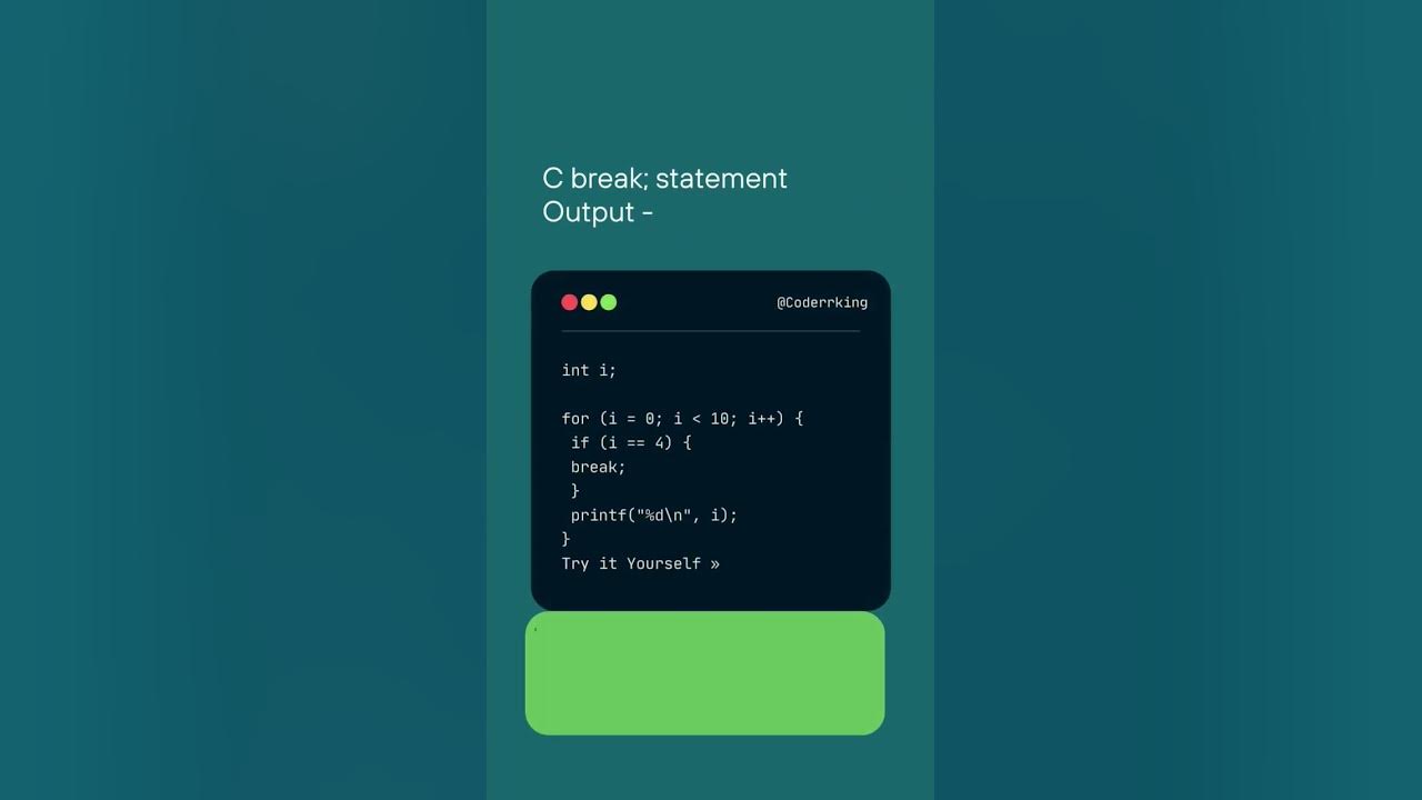 C20 Break Statement C Programming Shorts Youtube