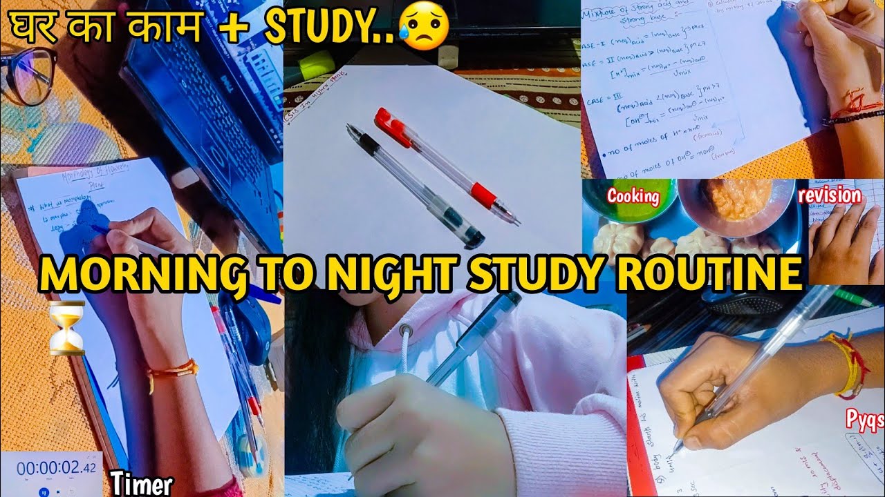 MORNING TO NIGHT STUDY ROUTINE⏳️📚|| How i manage घर का काम + STUDY😥 ...