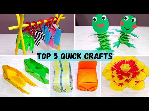 Top 5 DIY Quick Crafts || Paper Crafts || Easy Crafts || School Craft ...