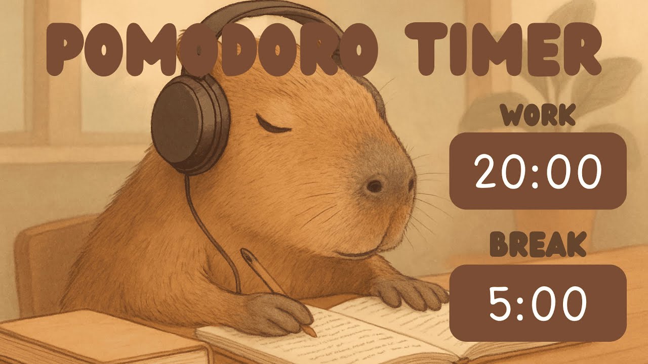 Lo-Fi Study with Capybara 🦦 | Chill Pomodoro Timer 20min x4 | Aesthetic ...