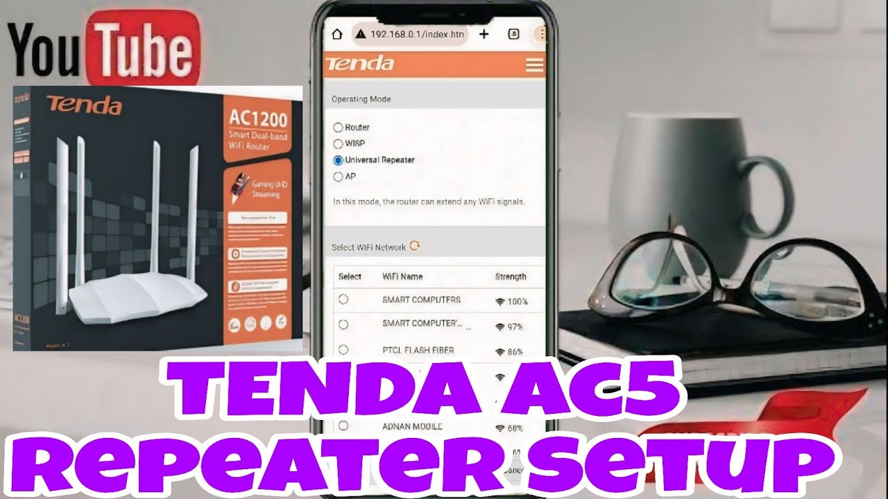 Tenda Ac5 dualband router as a repeater setup - YouTube