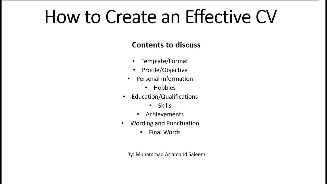 How to Create an Effective CV - YouTube