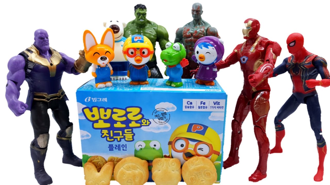 어벤져스 장난감친구들 뽀로로 쿠키 Avengers Friends and Pororo Cookies Spider-Man - YouTube