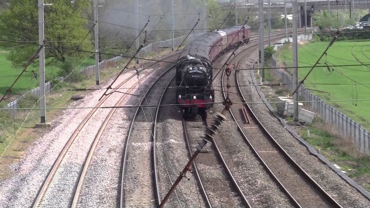 LMS 5MT 44932 at Winwick Junction with 'The Great Britain VII' - YouTube