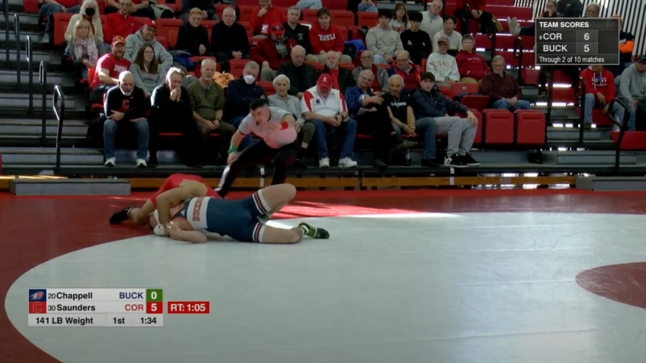 141lbs Josh Saunders (Cornell) vs Dylan Chappell (Bucknell) - YouTube