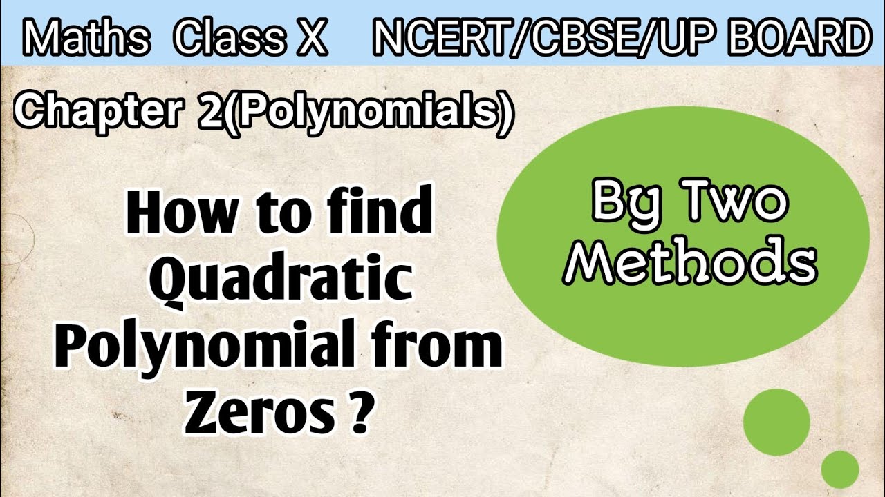 Quadratic Polynomial from roots/zeros - YouTube
