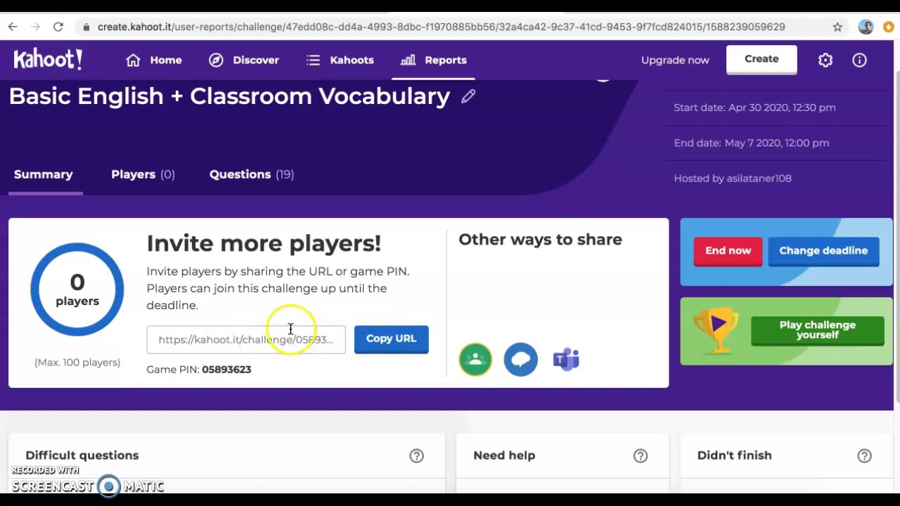 HOW TO USE KAHOOT 'CHALLENGE MODE' ON A COMPUTER - YouTube
