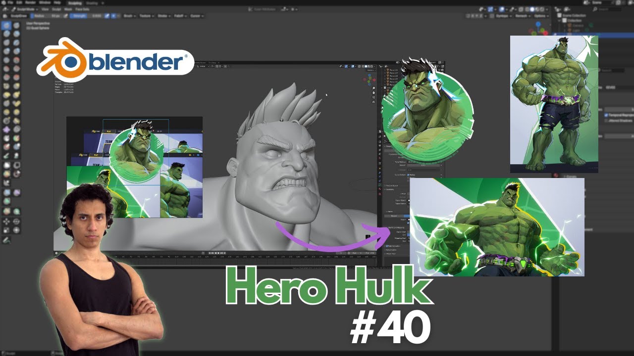 (Day 40) Blender Sculpting: Hero Hulk (Marvel Rivals) - Improving the ...