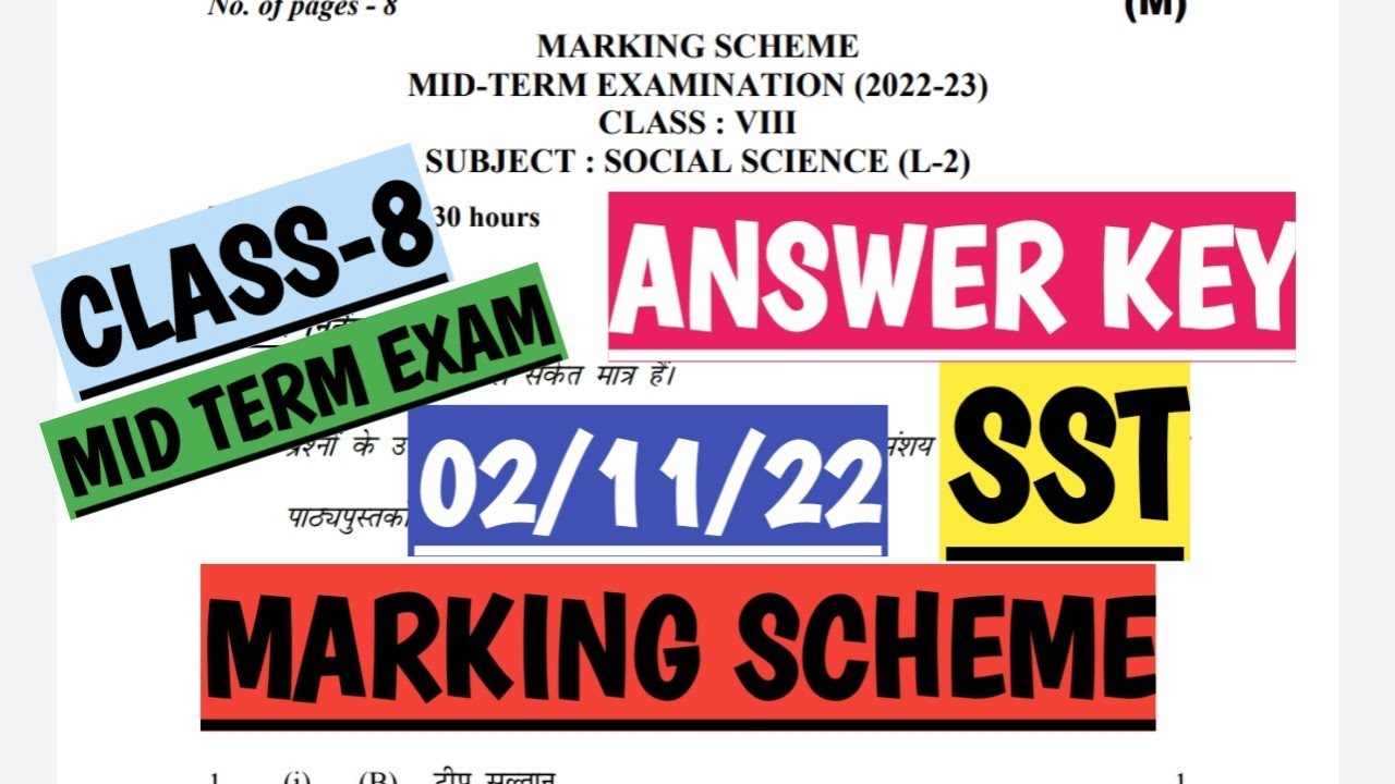ANSWER KEY|CLASS-8|SST|CLASS-8|DATE-02/11/22|Marking scheme|Answer key ...