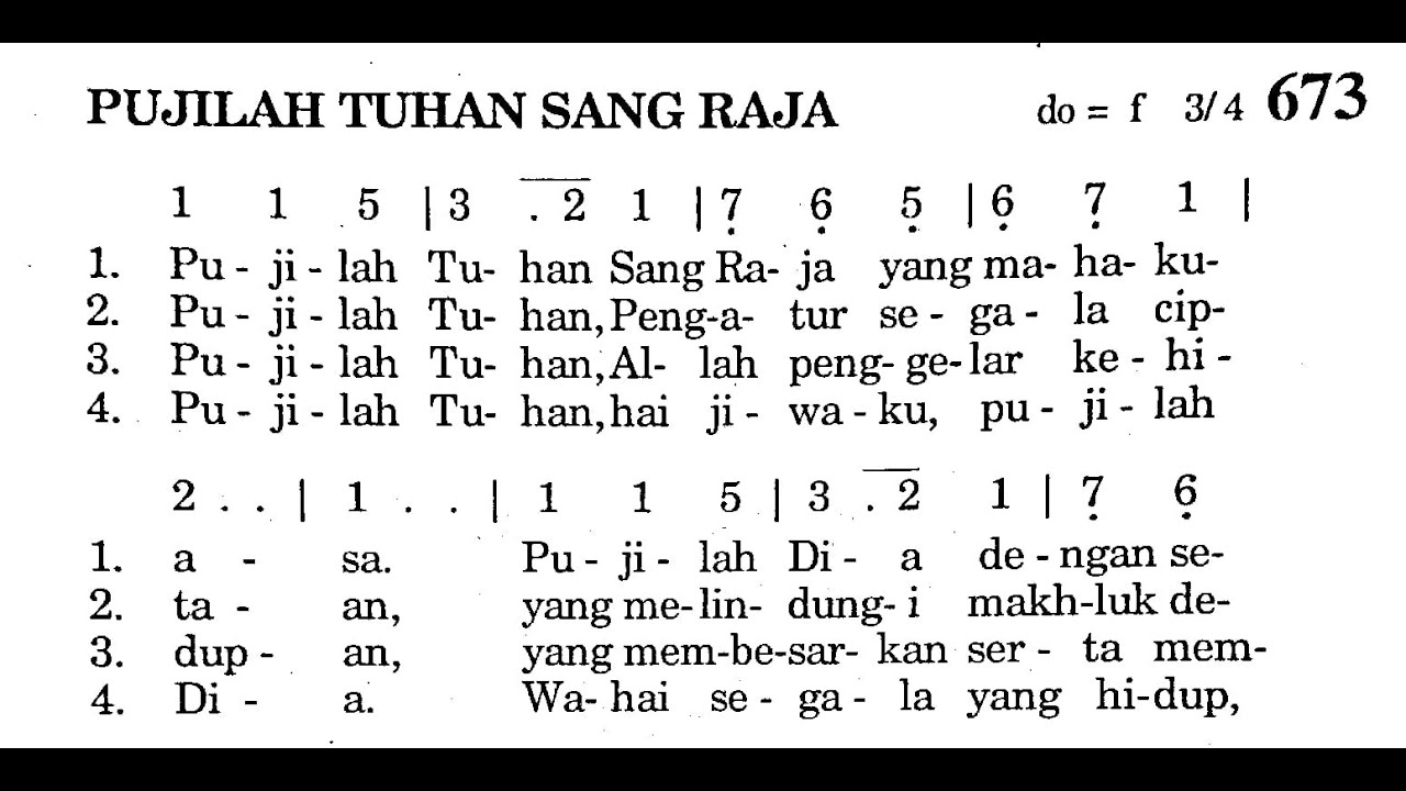 PUJILAH TUHAN SANG RAJA - Puji Syukur No. 673 - Lagu Rohani Katolik ...