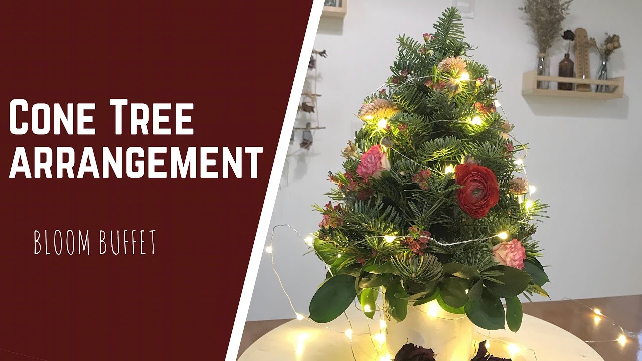 [BloomBuffet#4] Christmas Cone-tree Flower Arrangement - YouTube