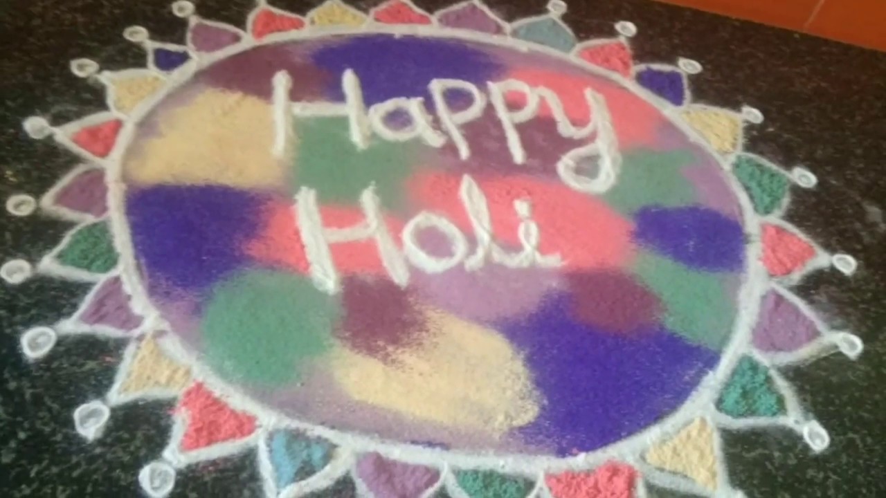 Holi rangoli/easy and beautiful rangoli Holi rangoli - YouTube