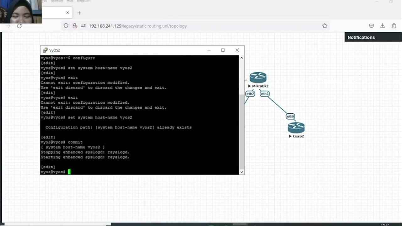 Konfigurasi SRC (static routing protocol ) mengunakan EVE-NG dengan 2 router ,2 VyOs dan 2 ...