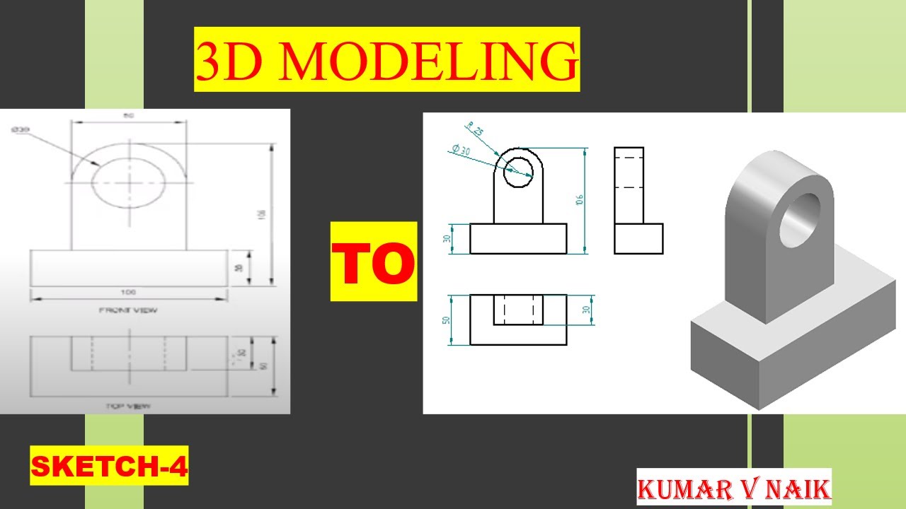 3D Modelling, Solid Edge Unit 6, CAEG/CAED, sketch 4. - YouTube