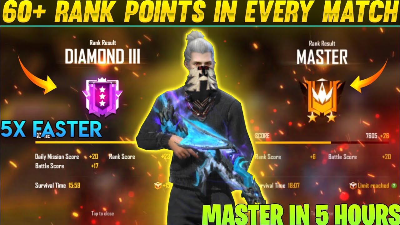 Diamond to master fast rank push in 5 hours | How to push rank in free ...