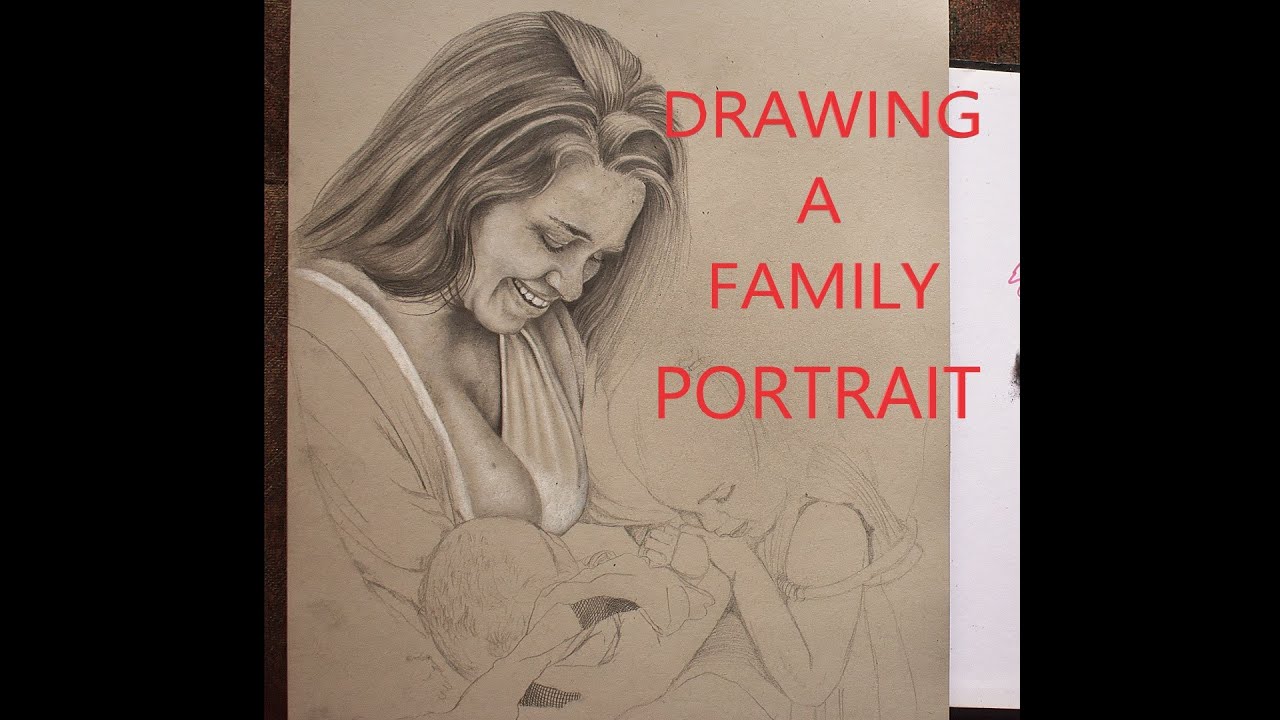 DRAWING A FAMILY PORTRAIT/ Commission job / shading / graphite pencil ...
