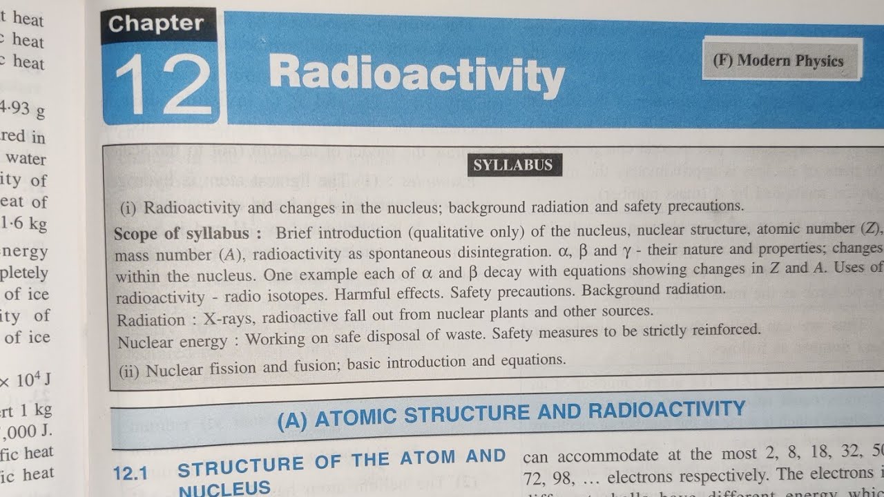 RADIOACTIVITY CLASS 10 ICSE CHAPTER 12 EXERCISE 12 A PART-5 - YouTube