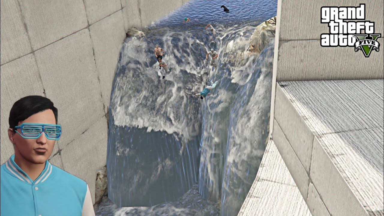 GTA 5 ONLINE - BATTAGLIA EPICA NEL FIUME CON CASCATA PERICOLOSA ...