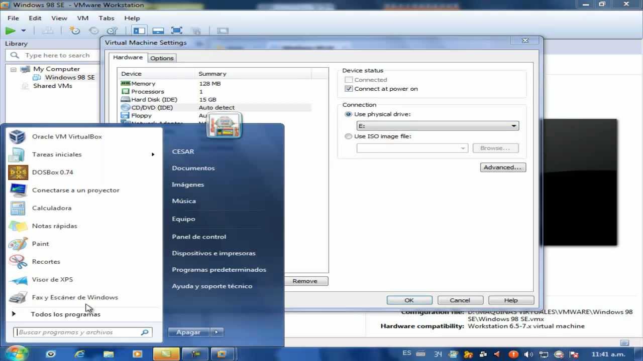 VIRTUALIZACION DE WINDOWS 98 SE EN VMWARE PARTE 1 DE 2 - YouTube