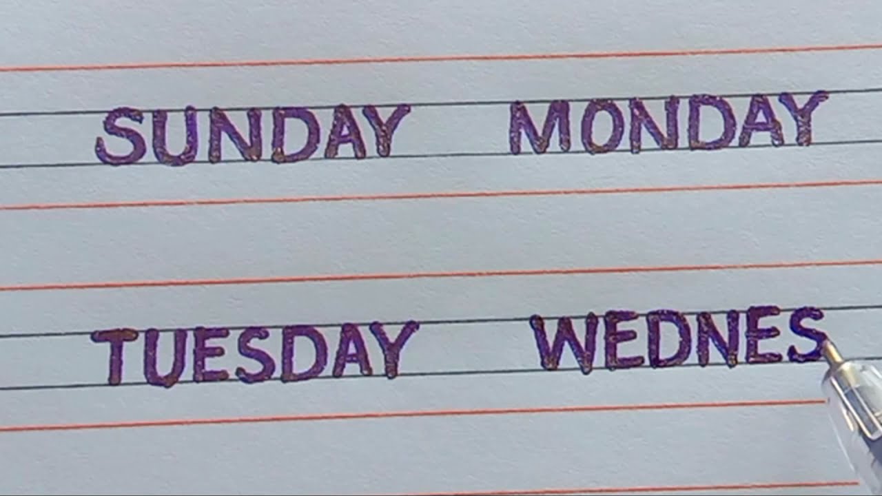 Days Of The Week With Spelling Print Handwriting How To Write Days Days Of The Week With Spelling Print Handwriting How To Write Days