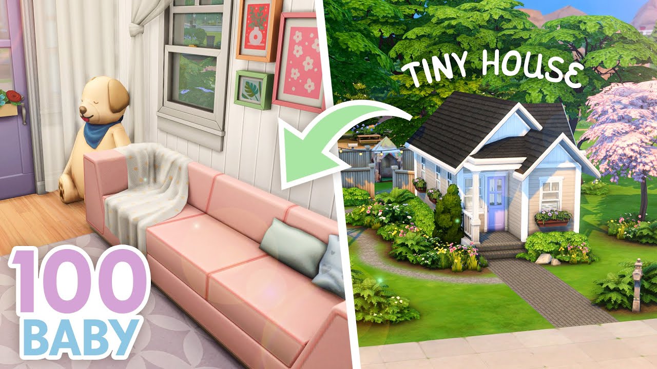 100 Baby Challenge Tiny House 🍼 // The Sims 4 Speed Build - YouTube