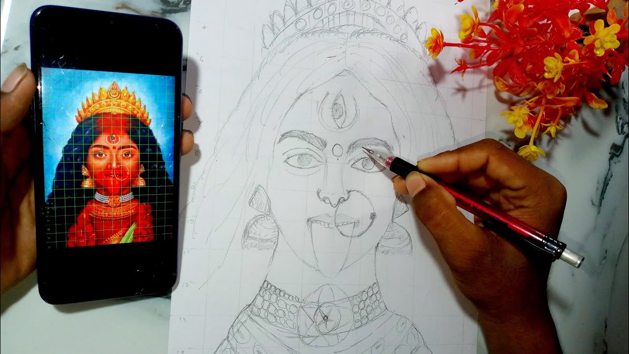 Kali maa Drawing, outland Drawing, Outline Tutorial 😍👀👀👀 - YouTube