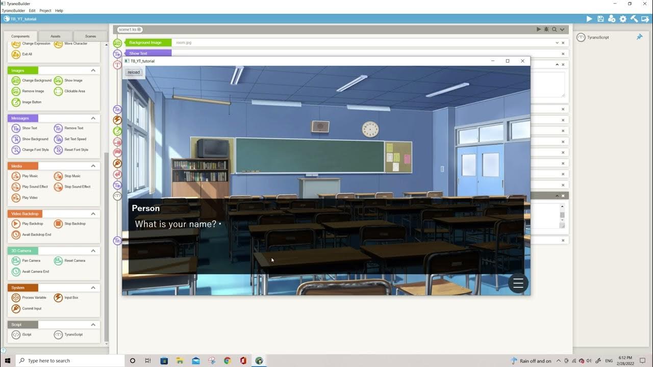 Tyranobuilder tutorial for input box - YouTube