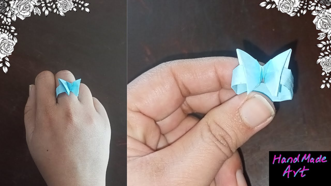 EASY ORIGAMI BUTTERFLY RING || How to make Paper Butterfly Finger Rings ...