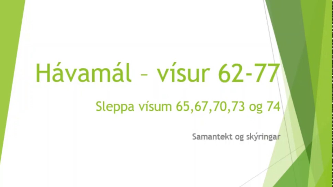 Hávamál - vísur 62-77 - YouTube