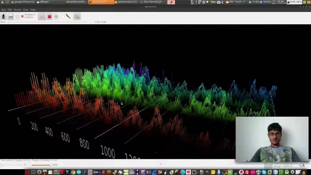 Voice graph in 3D in linux using spectrum3d - YouTube