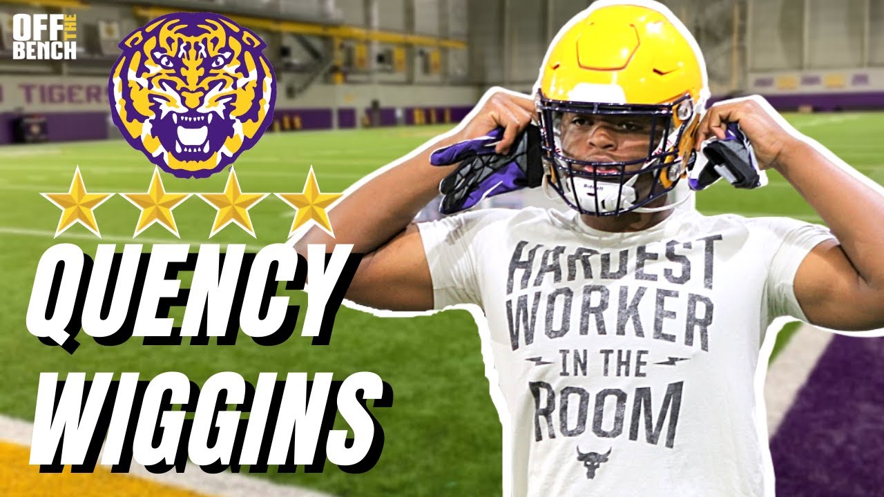 Quency Wiggins DOMINATED LSU OL/DL Camp - YouTube
