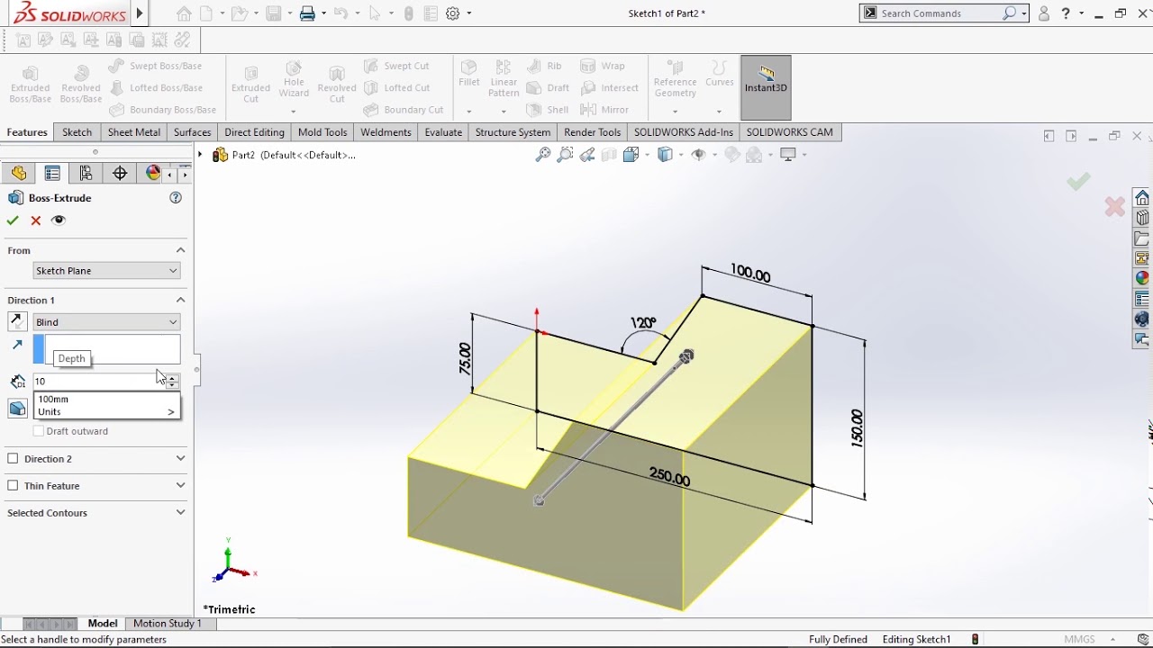 Extrude Bose/Base on SOLIDWORKS 2020 - YouTube