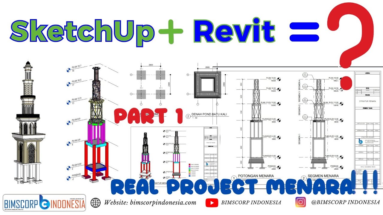 Real Job BIM | Membuat Struktur Menara Beton + Baja di Sketchup + Revit ...