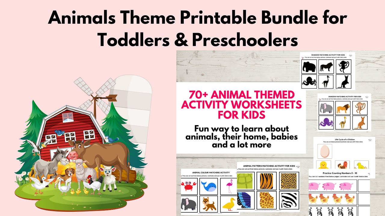 Animals theme printable for toddlers and preschoolers| - YouTube