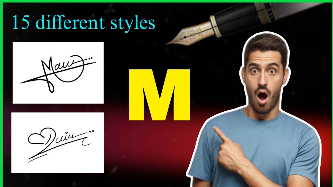 Stylish signature making with the letter 'M' ||How to make beautiful ...