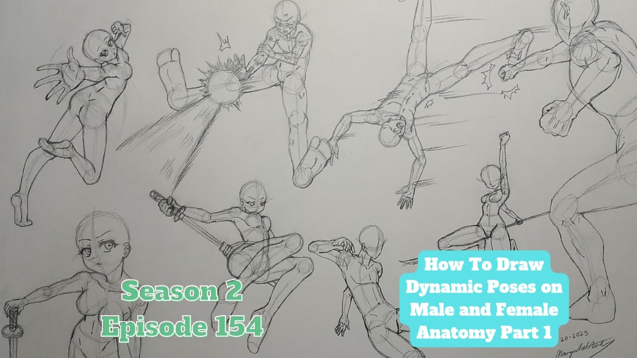 How To Draw Dynamic Poses Tutorial on Male and Female Anatomy Part 1 S ...