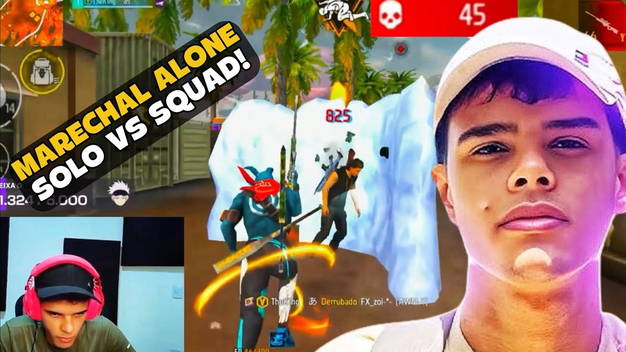 MARECHAL SOLO vs SQUAD COM A SENSIBILIDADE PERFEITA! FREE FIRE ...