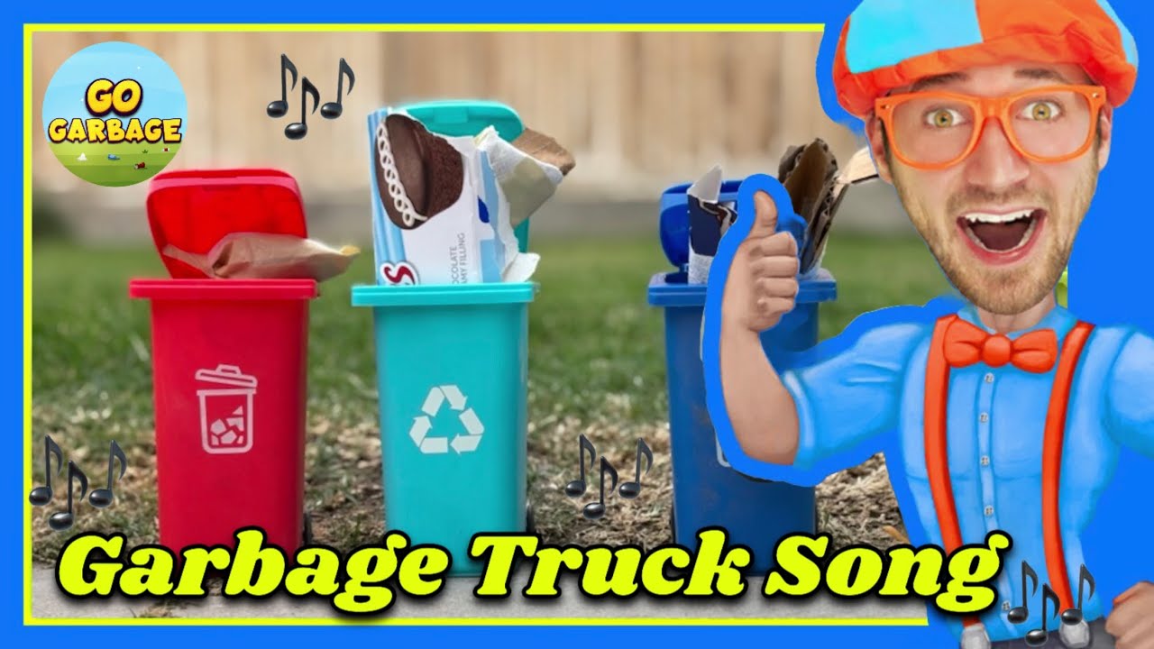 Trash Day with Toy Trash Cans 🎶The Garbage Truck Song By Blippi 🎶 - YouTube