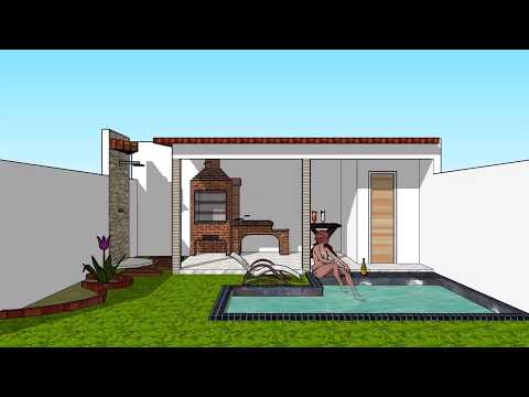 Ideia de quintal pequeno c/ churrasqueira+piscina (Small backyard idea w / barbecue + pool)