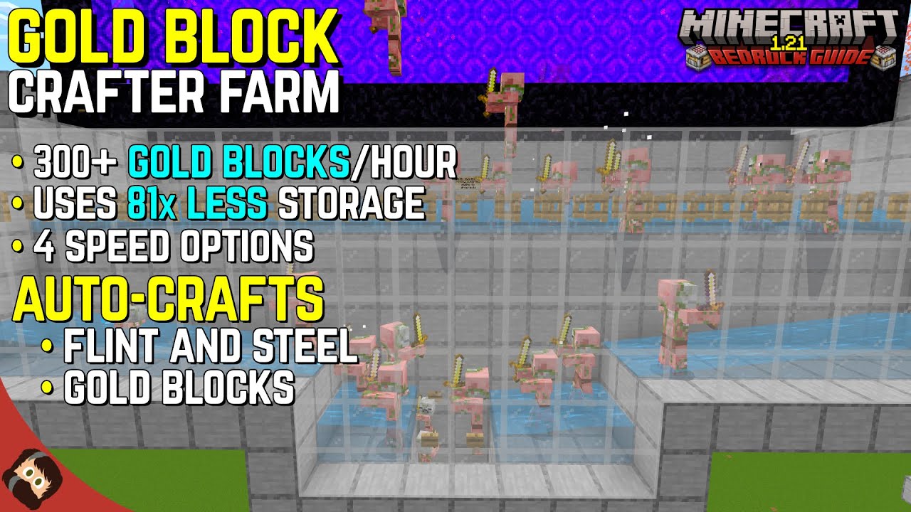 BEST GOLD BLOCK FARM, NO WASTE! | Minecraft Bedrock Tutorial 1.21 - YouTube