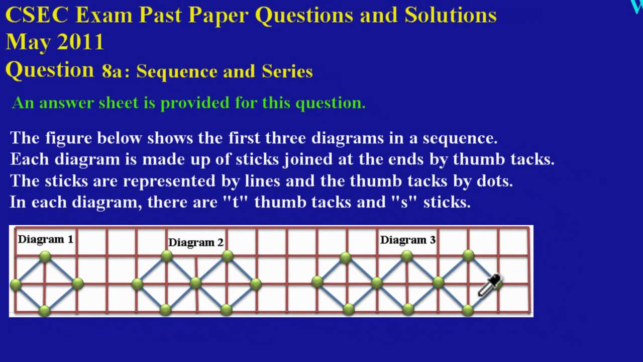 CSEC CXC Maths Past Paper Question 8a May 2011 Exam Solutions (Answers ...