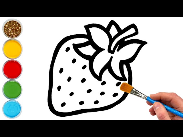 Glitter Strawberry Drawing, Painting and Coloring for Kids, Toddlers ...
