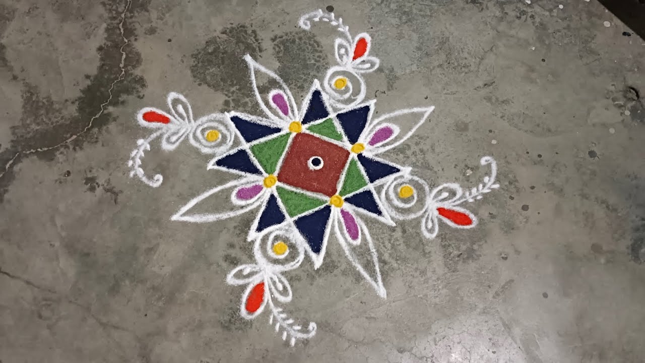 Simple Kolam design|Vaikasi madha Kolam|Easy Kolam|Simple Rangoli Kolam ...
