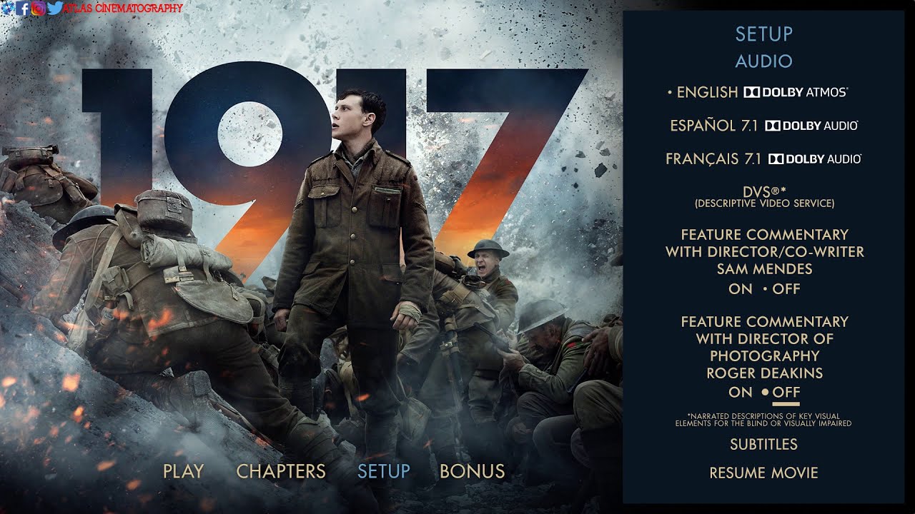 1917 (2019) Blu-ray™ Disc | Main Menu | Menu Walkthrough - YouTube