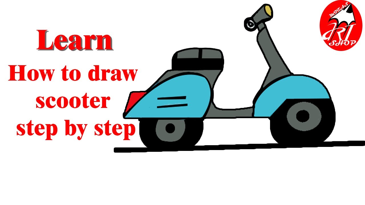 How to draw scooter step by step - YouTube