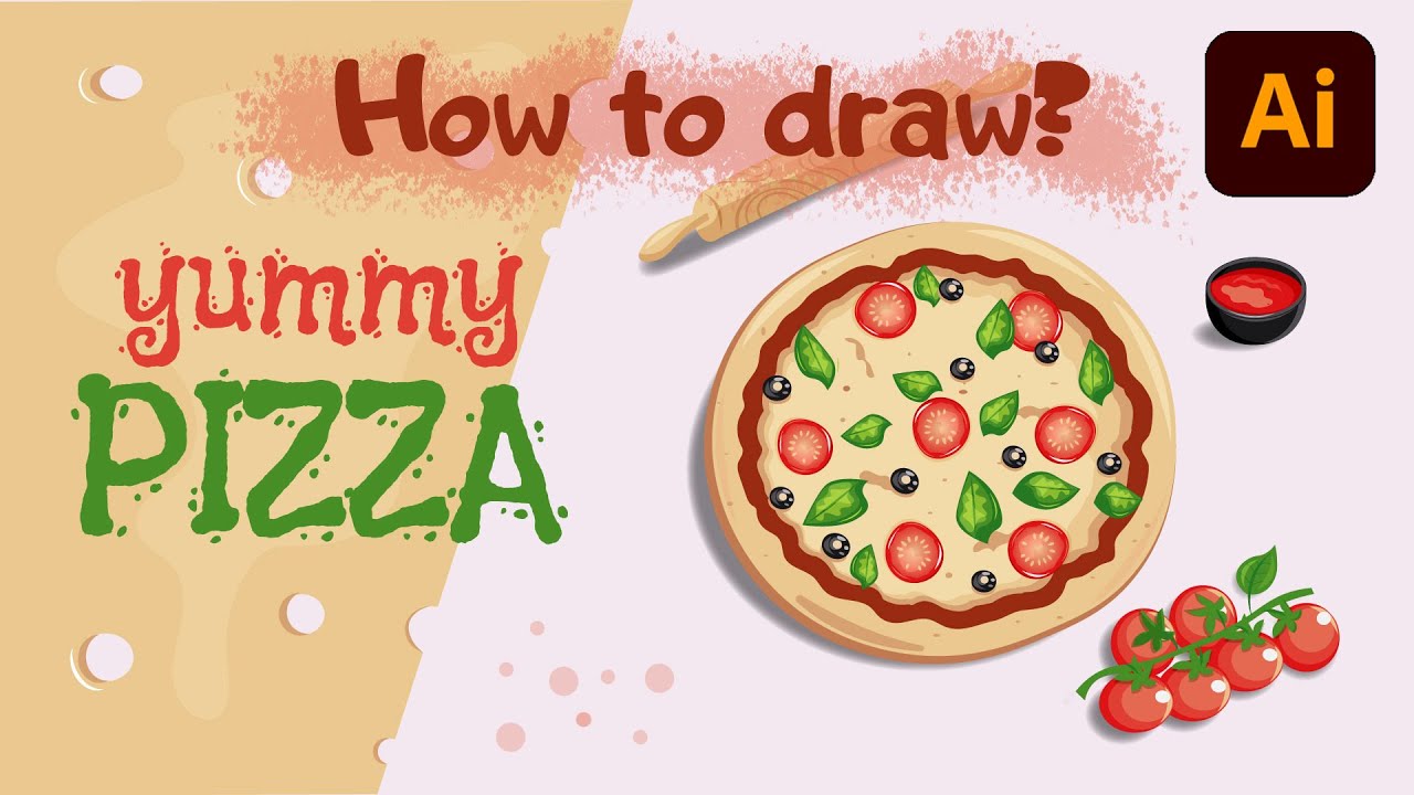 HOW TO DRAW PIZZA IN ADOBE ILLUSTRATOR - STEP BY STEP TUTORIAL - YouTube