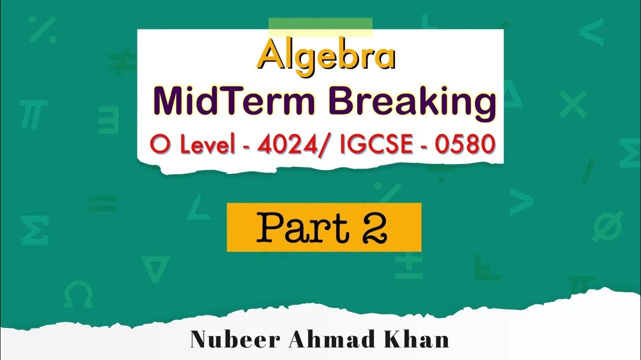 Mid Term Breaking | Middle Term Break Factorization | Algebra | Nubeer Ahmad Khan - YouTube