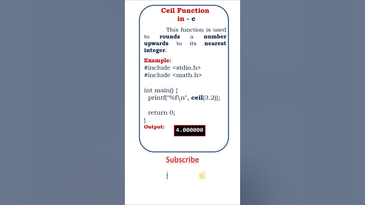 Ceil Function In C Ensolutions5210 Coding Clanguage Ceil Clanguageforbeginners Youtube