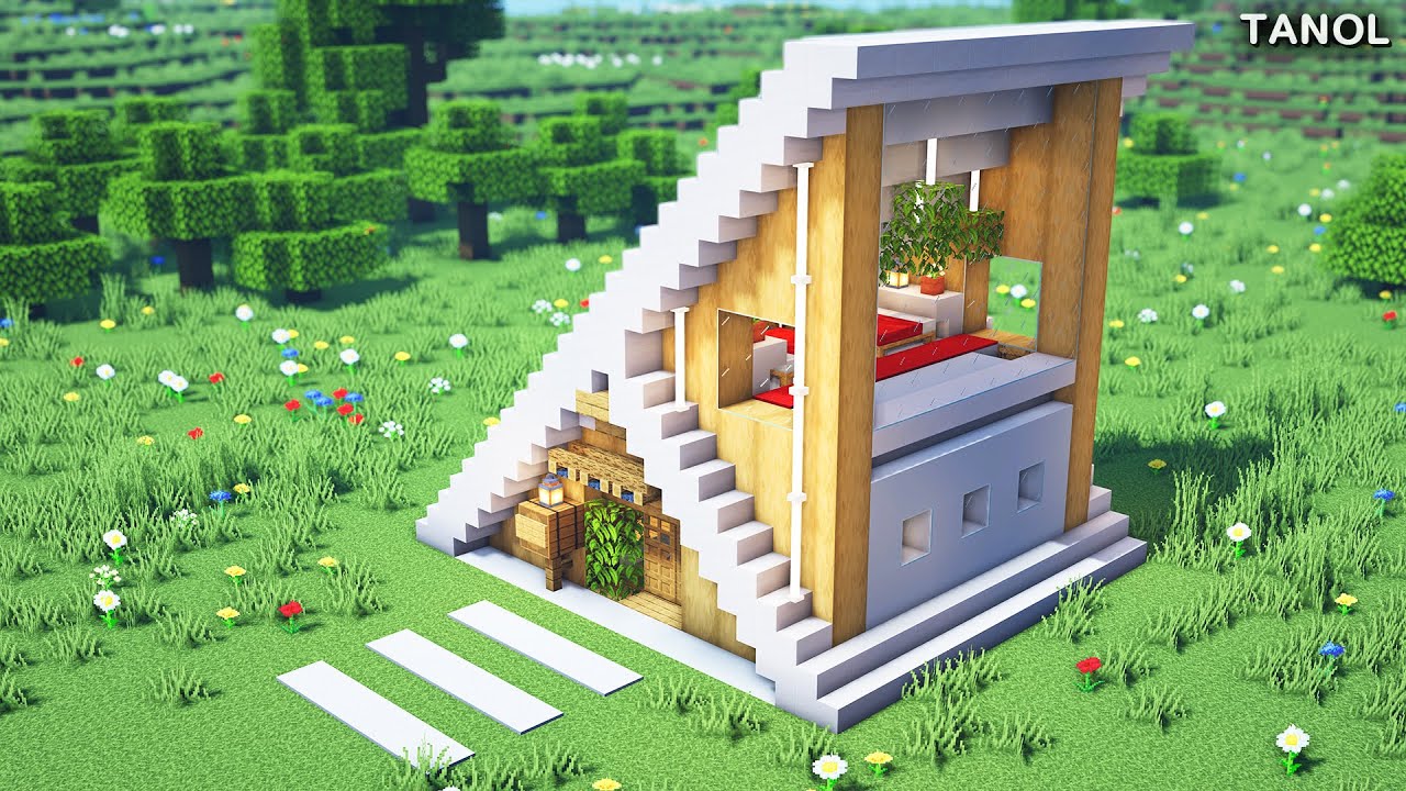 ⚒️ Minecraft : How To Build a Triangle Modern House_[마인크래프트 건축 : 삼각형 모던 ...
