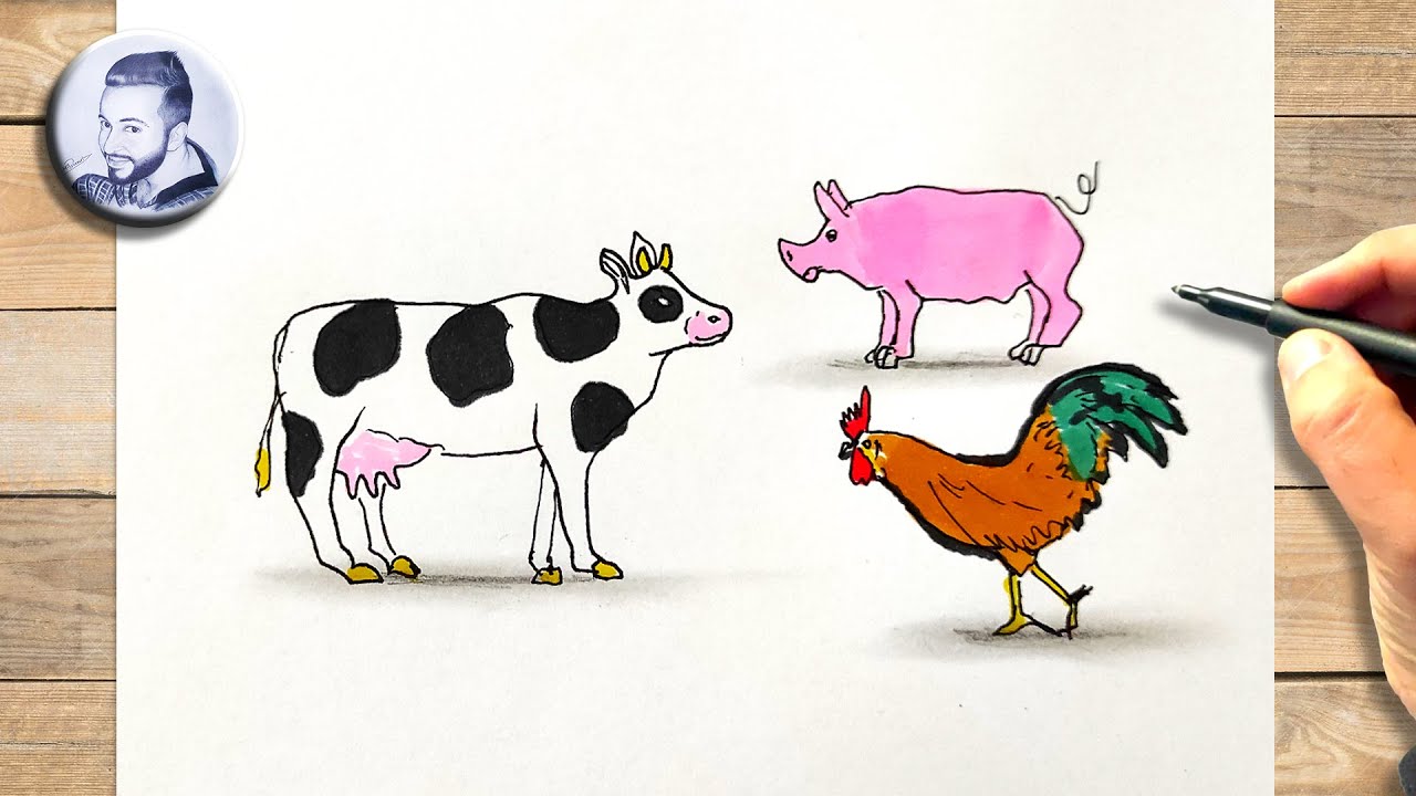 Comment dessiner les animaux de la ferme facile - YouTube